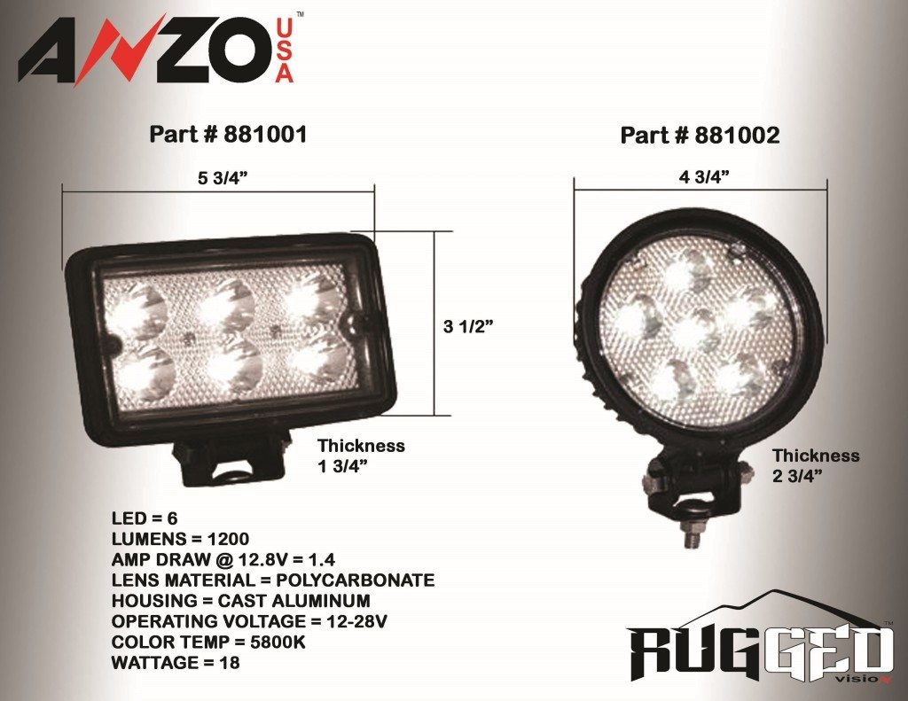 Anzo USA Rugged Vision 3"x 5" High Power LED Fog Light (Pair) - Nissan ...